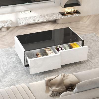 China Grade 3 Energy Double Door Smart Coffee Table with Wireless Charging and Music Player for sale