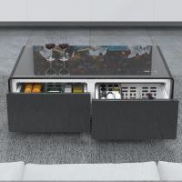 China Stainless Steel glass wooden Smart Coffee Table with Audio Player and USB Charging Port for sale