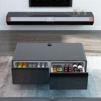 China Stainless Steel glass wooden Smart Coffee Table with Audio Player and USB Charging Port for sale