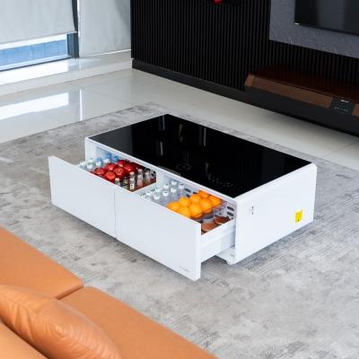 China 2024 Tea Table For Living Room With Refrigerator And Storage Drawers White/Black/Wood for sale