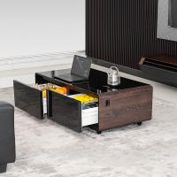 China Music Player Living Room Furniture Adjustable Smart Coffee Table with Wireless Charger Mini Refrigerator for sale