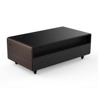 China Music Player Living Room Furniture Adjustable Smart Coffee Table with Wireless Charger Mini Refrigerator for sale
