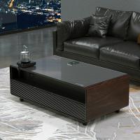 China Music Player Living Room Furniture Adjustable Smart Coffee Table with Wireless Charger Mini Refrigerator for sale