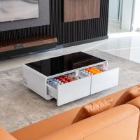 China Black Tempered Glass Smart Coffee Table for Multifunction Living Room Speaker Table for sale
