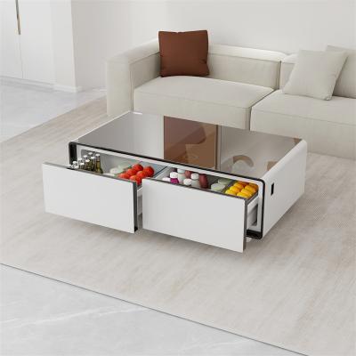 China Modern Stainless Steel Smart Coffee Table with Touch Control Screen LED Lighting and 135L Capacity for sale