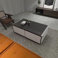 China Glass Coffee Table with Fridge Speakers Outlets LED Light and Wireless Music Player for sale