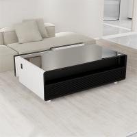 China Built-in Fridge Speakers Refrigerator Table with Outlets LED Light Metal Glass Modern for sale