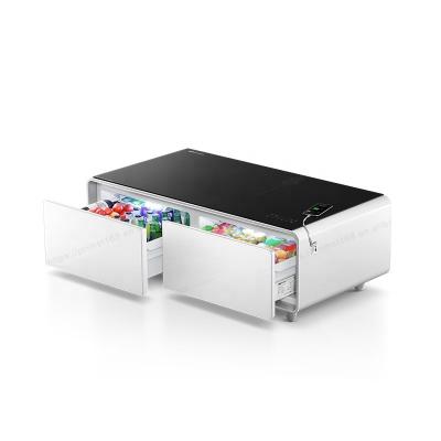 China Modern Living Furniture Voltage 110-240V Coffee Table with Cooling Drawer and LED Light for sale