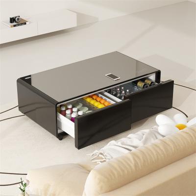 China Capacity 100-149L Small Coffee Table with Fridge Drawer Speakers and Wireless Charger for sale