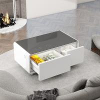 China Intelligent Tempered Glass Coffee Table with Wireless Charger and USB Charging Ports for sale