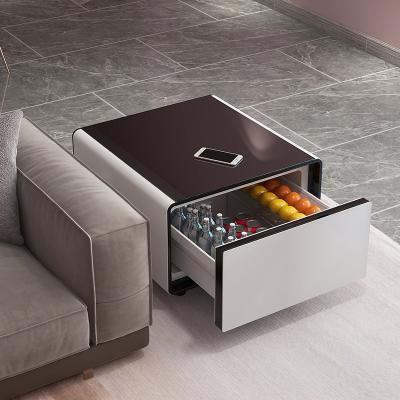 China Wooden Grain Smart Side Table With Wireless Charging and USB Ports for Home Furniture for sale
