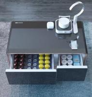 China Customized Modern Metal Glass TV Console Cabinet Office Table with Wireless Charger for sale
