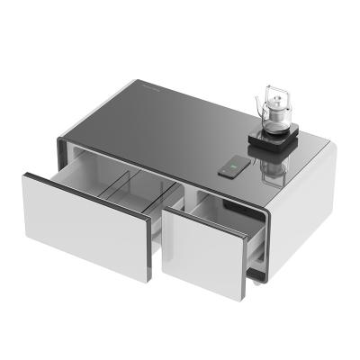 China CE Certified Modern Steel and Tempered Glass Smart Coffee Table with Music Player for sale