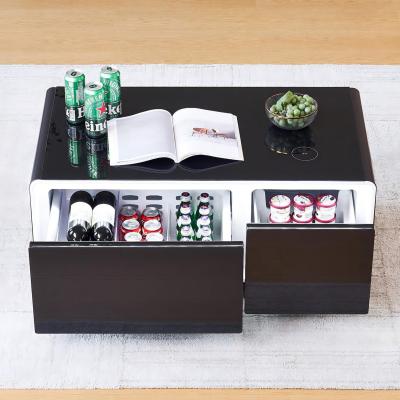 China Wireless Charging Modern Coffee Table with Mini Fridge Living Furniture Stainless Steel for sale