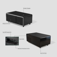 China Wireless Charging Modern Coffee Table with Mini Fridge Living Furniture Stainless Steel for sale