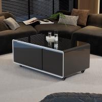 China Wireless Charging Modern Coffee Table with Mini Fridge Living Furniture Stainless Steel for sale