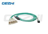 China MPO to LC 8/12 Fibers OM3 50/125 Multimode Fiber Optic Patch Cord Breakout Cable for sale