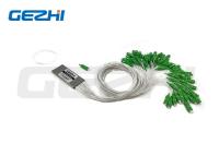China 0.9mm Fiber Optic PLC Splitter 1x2 1x4 1x8 1x16 1x32 Steel Tube Type for sale