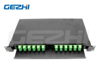 China 19' 1RU Slide Rail Rack Mount Fiber Optic Patch Panel with 2 Metal FAP and Cold Rolled Steel Construction for sale