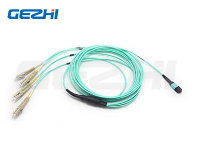 China 8F MPO-LC Staggered Harness Cable with Telcordia GR-1435-CORE Compliance for 40G QSFP+ PLR4 to 10G SFP+ LR Optics for sale