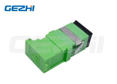 China SC Side Shutter Fiber Optic Adapter with Green Metal Clamp and No Flange for Laser Protection for sale