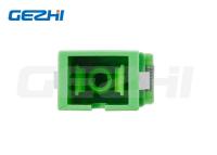 China SC Side Shutter Fiber Optic Adapter with Green Metal Clamp and No Flange for Laser Protection for sale