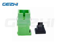 China SC Side Shutter Fiber Optic Adapter with Green Metal Clamp and No Flange for Laser Protection for sale