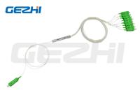 China 1x8 Fiber Optic PLC Splitter Blockness Stainless Steel Tube G657A1 SC/APC Connector In GEPON, FTTH for sale