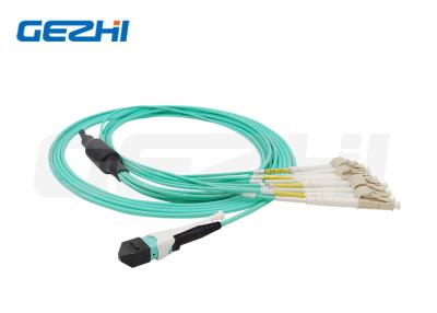 China MPO to LC 8 Fibers OM3 50/125μm Breakout Cable with 0.35dB Elite Low Loss for Data Centers for sale