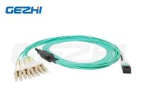 China MPO to LC 8 Fibers OM3 50/125μm Breakout Cable with 0.35dB Elite Low Loss for Data Centers for sale