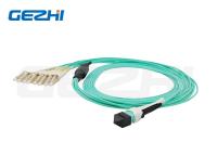 China MPO to LC 8 Fibers OM3 50/125μm Breakout Cable with 0.35dB Elite Low Loss for Data Centers for sale