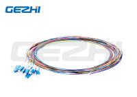 China 1m (3ft) LC UPC Fiber Optic Pigtail 12 Fibers OS2 Single Mode Unjacketed Color-Coded PVC (OFNR) 0.9mm for sale