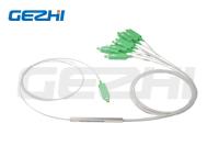 China Fiber Optic 1x4/1x8 Mini PLC Splitter G657A Fiber Type 3.8-24.5 dB Insertion Loss Guaranteed for sale