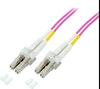 China OM4 Multimode LC LC Duplex Patch Cord 15M LSZH Fiber Optic Patch Cord for sale