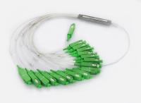 China 1x2 PLC SC/APC Fiber Optic Splitter with G657A1 Fiber for FTTH Networks for sale