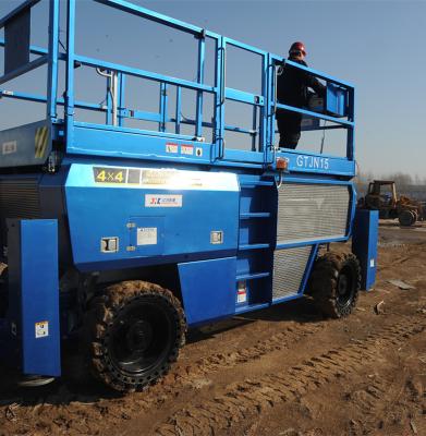 China GTZN Industrial Hydraulic Lifting Platform Rough Terrain Scissor Lift With Outriggers for sale