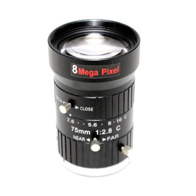 China 8Mega Pixel HD 75mm CCTV C Mount Lens Manual Iris Manual Focus F1.8 Aperture 1