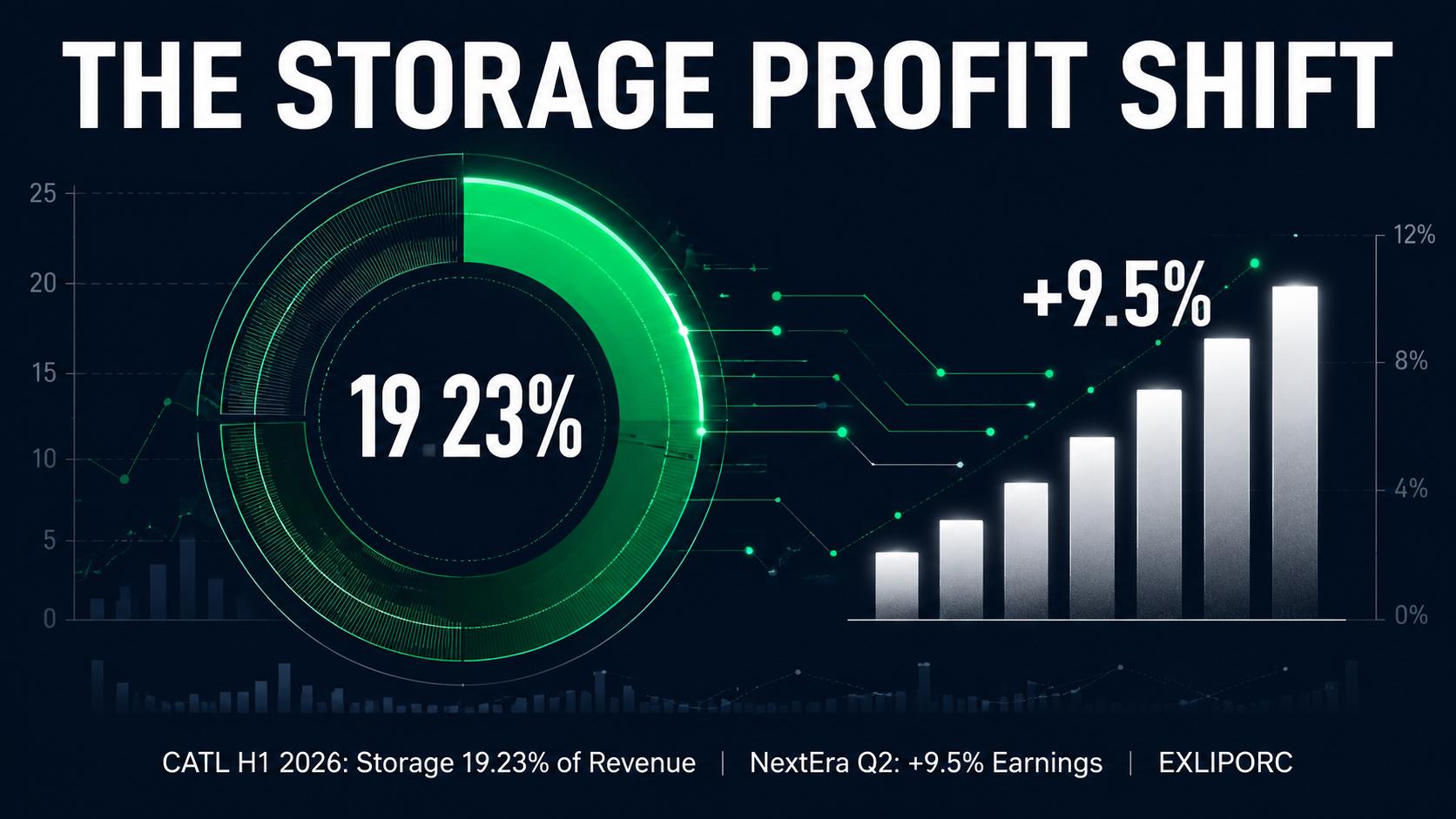 CATL 19.23 percent storage revenue H1 2026 NextEra Q2 earnings up 9.5 percent BESS growth driver EXLIPORC industry analysis