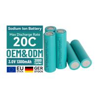 China Sodium Ion Battery 1300mAh 3V 20C Cylindrical 3000 Cycles Natrium Ion Akku Bulk for sale