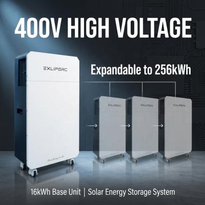 China 400V High Voltage LiFePO4 Energy Storage System 16kWh Expandable to 256kWh Solar Battery for sale
