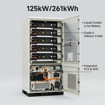 China Liquid-cooled 125kW 261kWh Lithium-ion BESS Energy Storage System 8500+ Cycles Industrial for sale