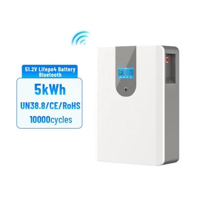 China 48V 100Ah 5kWh Wall Mounted LiFePO4 Battery for Solar Home Energy Storage for sale