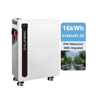 China IP65 Waterproof 16kWh LiFePO4 Lithium Battery 51.2V 314Ah Solar Energy Storage 10000 Cycle Life for sale