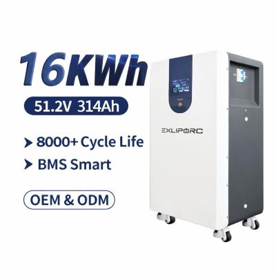 China 16kWh 51.2V LiFePO4 Battery Pack 6000 Cycles Home Solar Energy Storage for sale