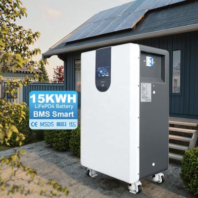 China 15kWh 51.2V LiFePO4 Battery Wall Mounted Home Energy Storage Solar Lithium Battery for sale