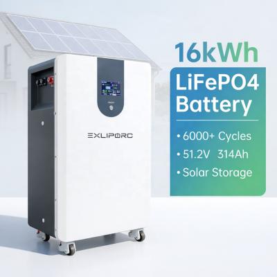 China 51.2V 314Ah 16kWh LiFePO4 Battery Pack 6000 Cycles Solar Energy Storage Home ESS for sale