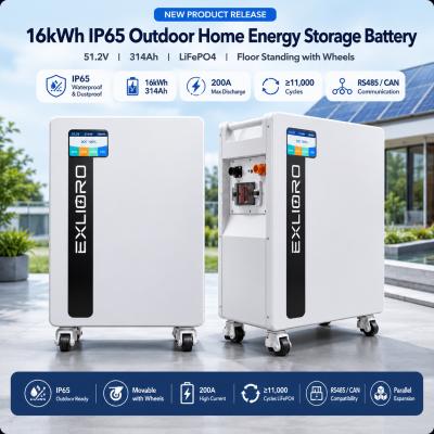 China IP65 Waterproof LiFePO4 Battery 16kWh 51.2V 11000 Cycles Solar Energy Storage for sale