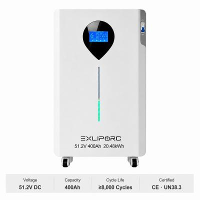 China EXLIPORC 20.48kWh 51.2V 400Ah LiFePO4 Stackable Battery (LVB20WTC) - Scale Up to 327kWh for sale