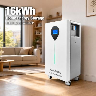China Long Life 16kWh LiFePO4 Home Battery LVB16WTC, 8000 Cycles 15 Years, 2A Active Balancing BMS, EXLIPORC for sale