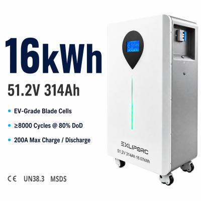 China Safe 16kWh LiFePO4 Battery with EV Blade Cells and Aerosol Fire Suppression, LVB16WTC Home Storage, EXLIPORC for sale